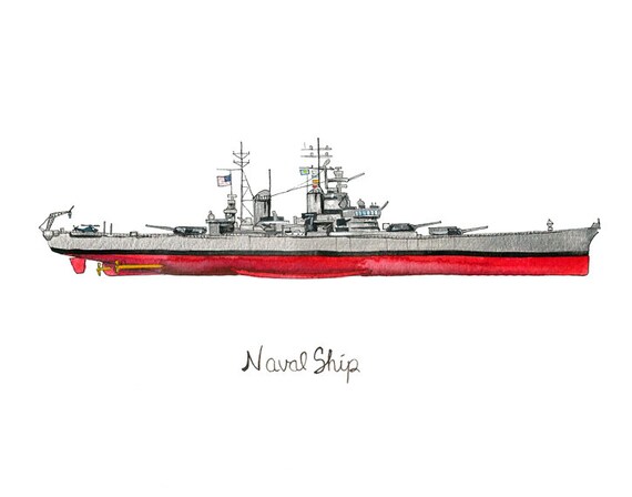 Naval Ship watercolor print 8x10 | Etsy