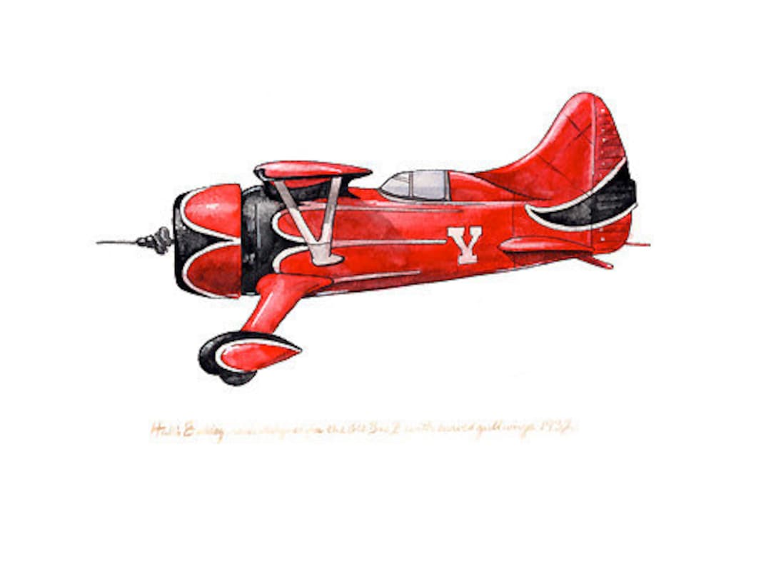 Hall's Bulldog Racer Vintage Airplane Watercolor Print, 8"x10" - Etsy