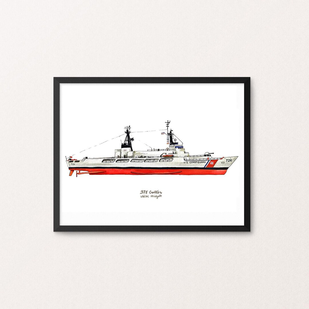 378 Cutter USCG Ship, Coast Guard Watercolor Print, 8x10" - Etsy