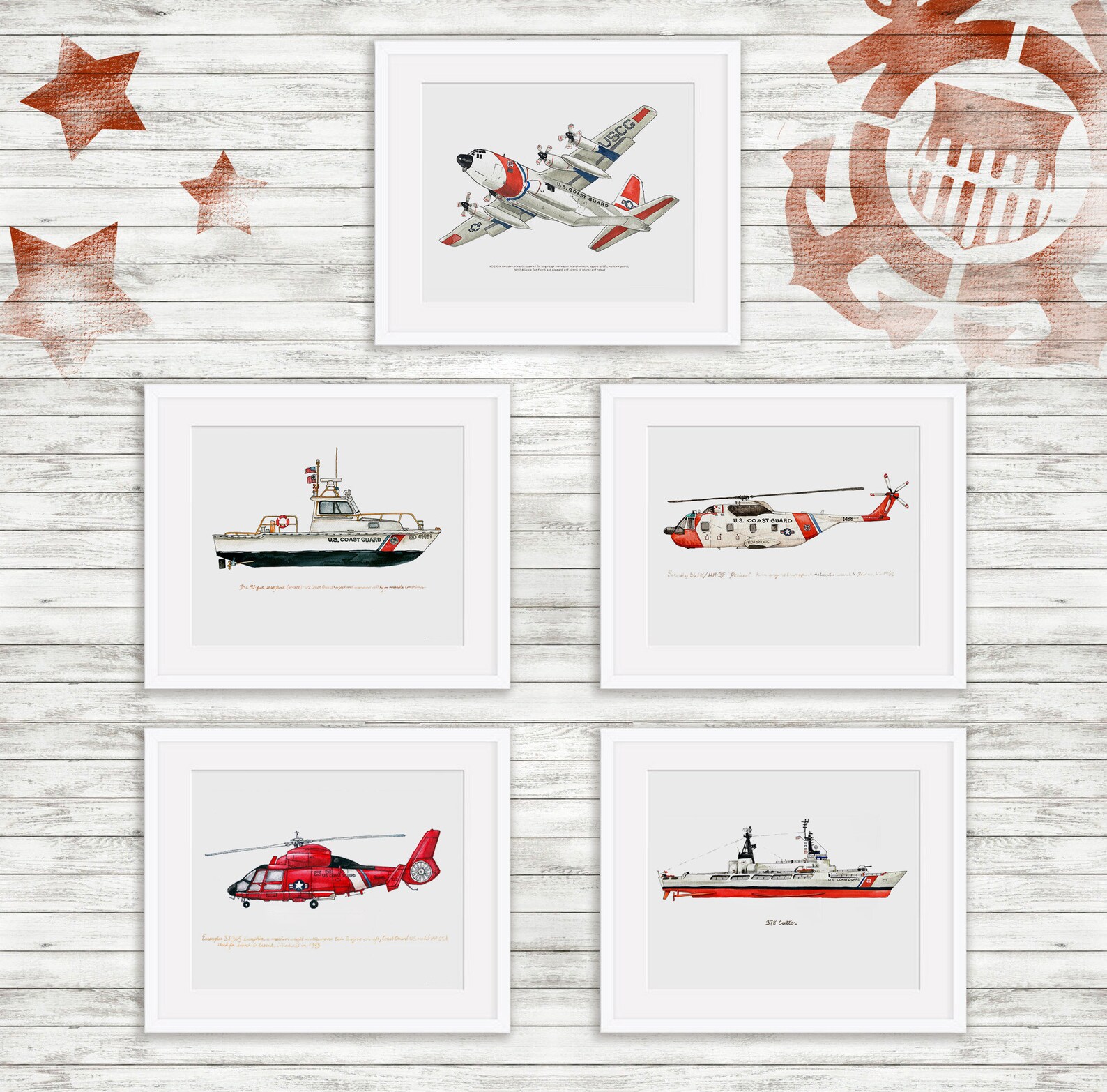 USCG 45' RBM Coast Guard Watercolor Print 8x10 - Etsy