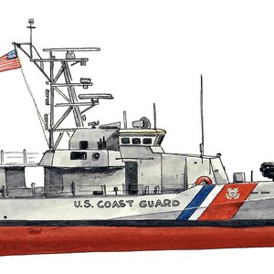USCG Cyclone-class Ship Monsoon WPC-4, Coast Guard Watercolor Print ...