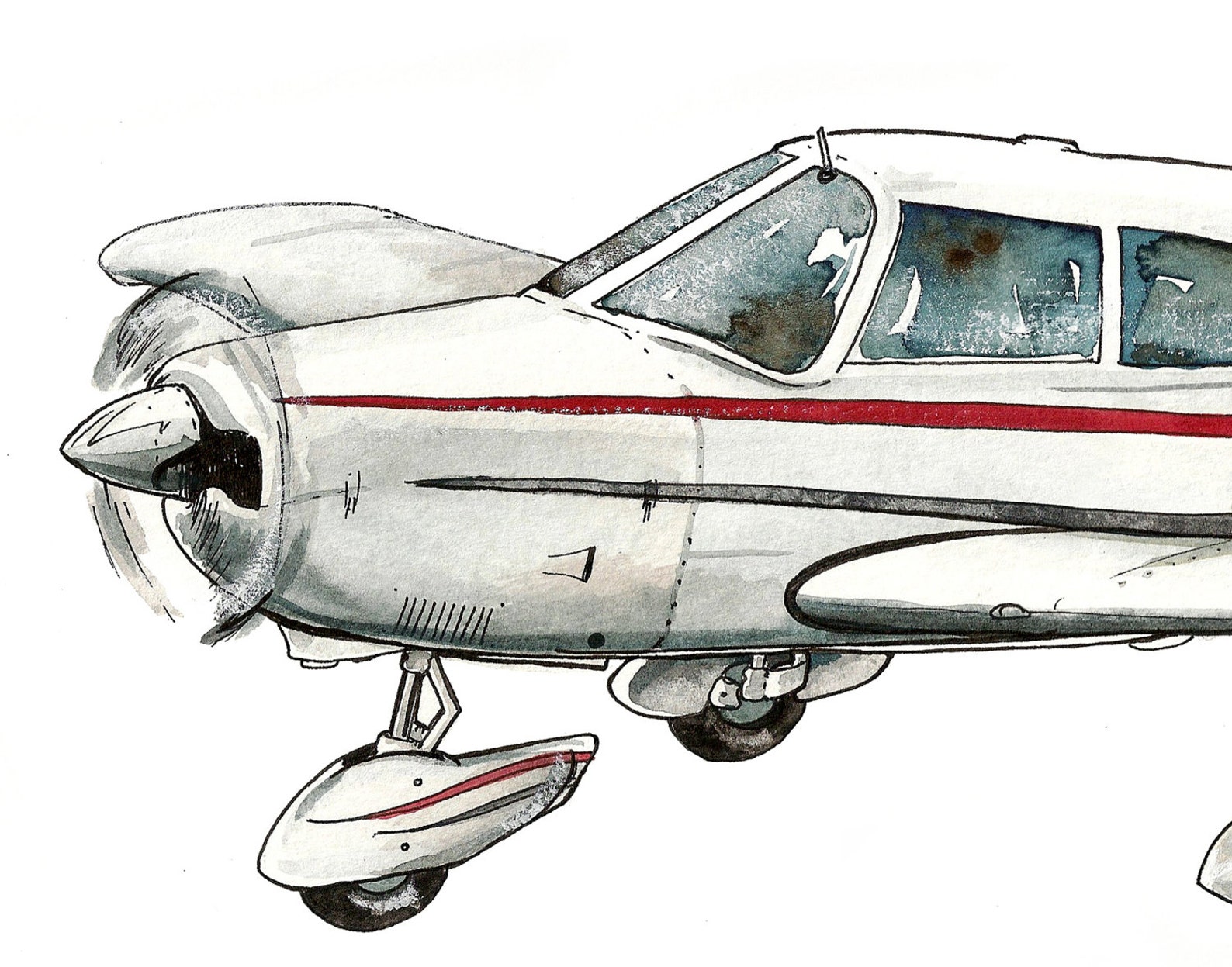 Piper Cherokee Airplane Watercolor Print, 8x10" - Etsy