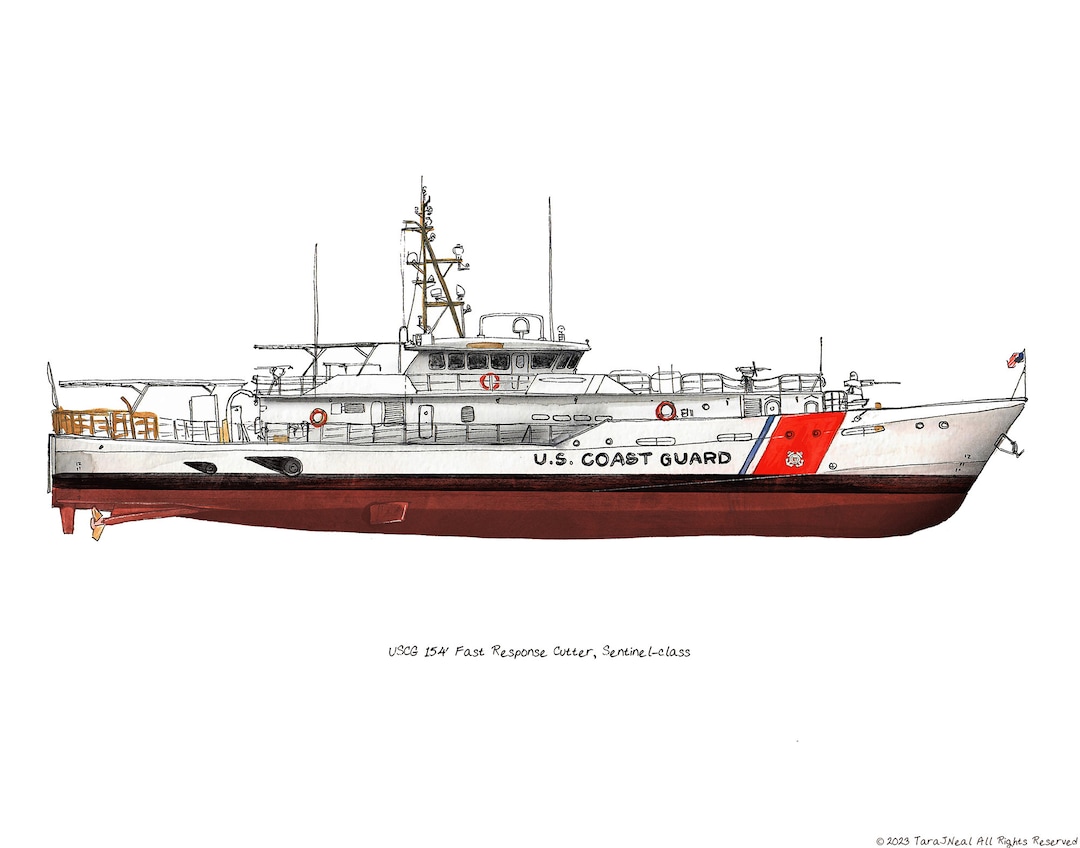 USCG 154' Sentinel-class Cutter, Coast Guard Watercolor Print, 8x10 - Etsy