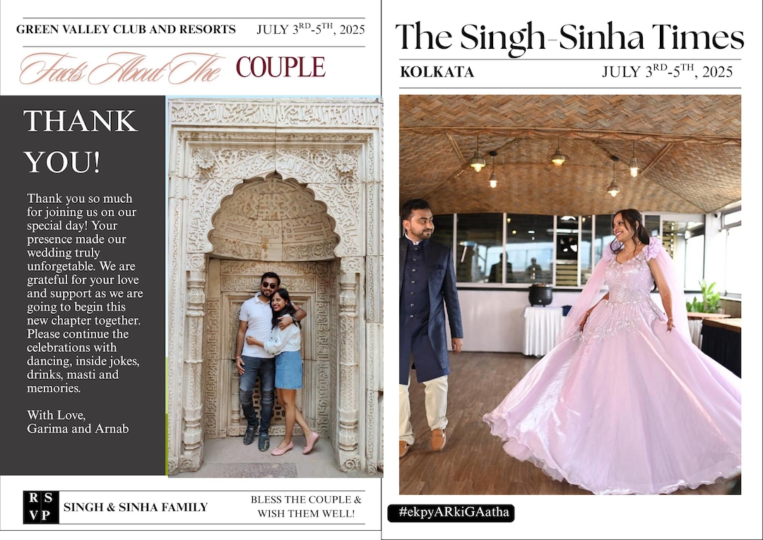 Editable Wedding Newspaper Pamphlet | Customizable Canva Template for ...