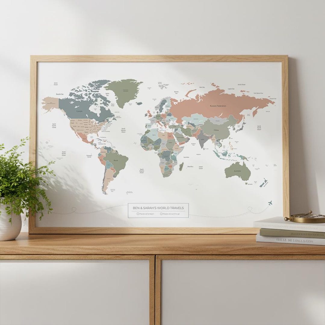 Personalised Pastel Pin World Map - Etsy