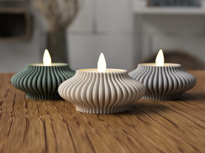 Modern Tea Light Holder Set | 3D Printed Candle Holder | Scandinavian ...