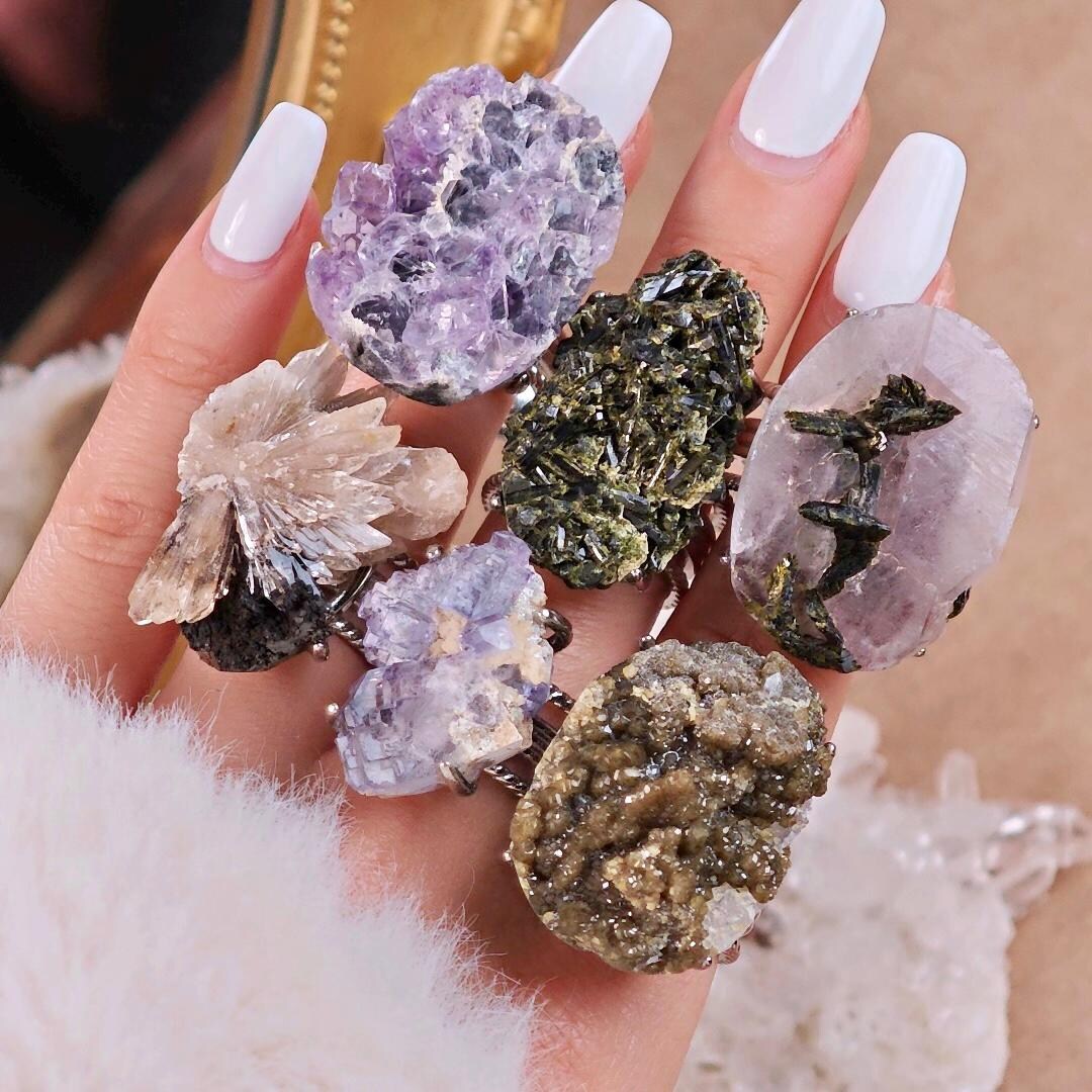 Raw Crystal Statement Ring - Rare Mineral Specimen - Boho Adjustable ...