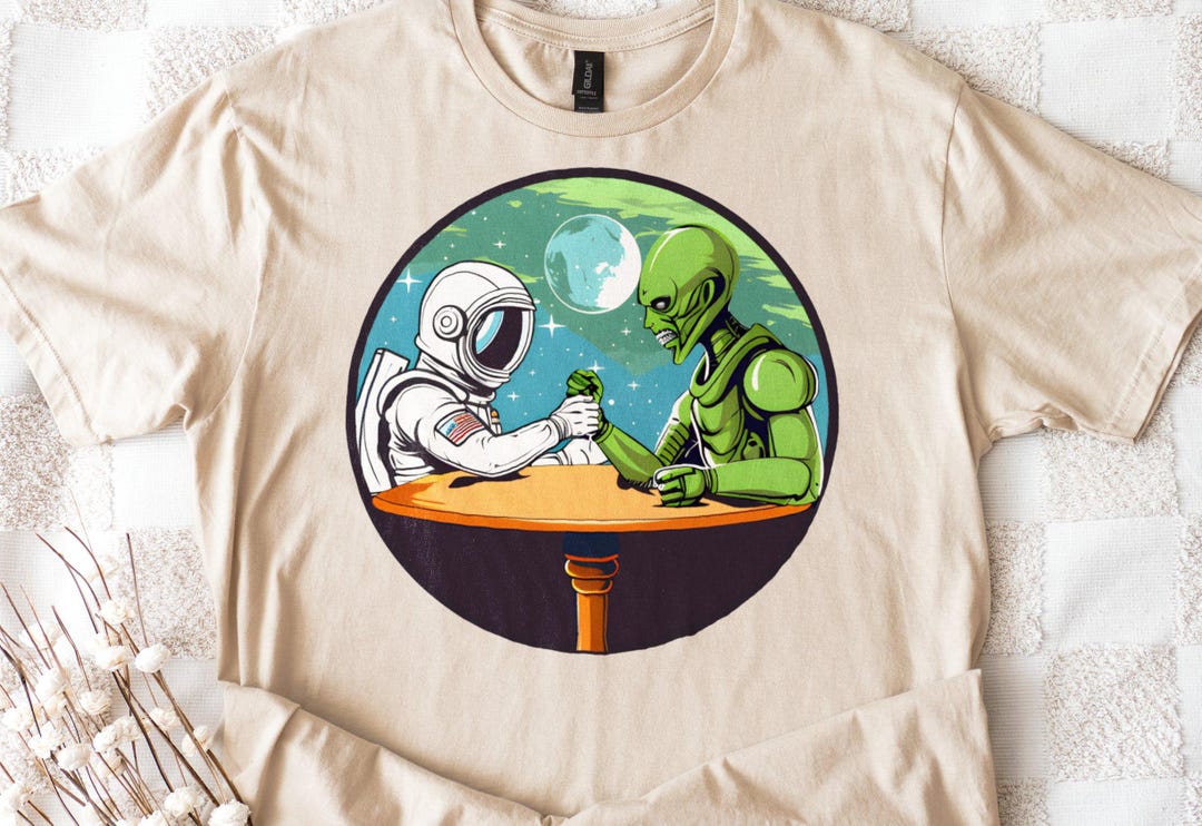 Playful Astronaut Vs Alien Arm-wrestling Match in Space - Fun Clipart ...