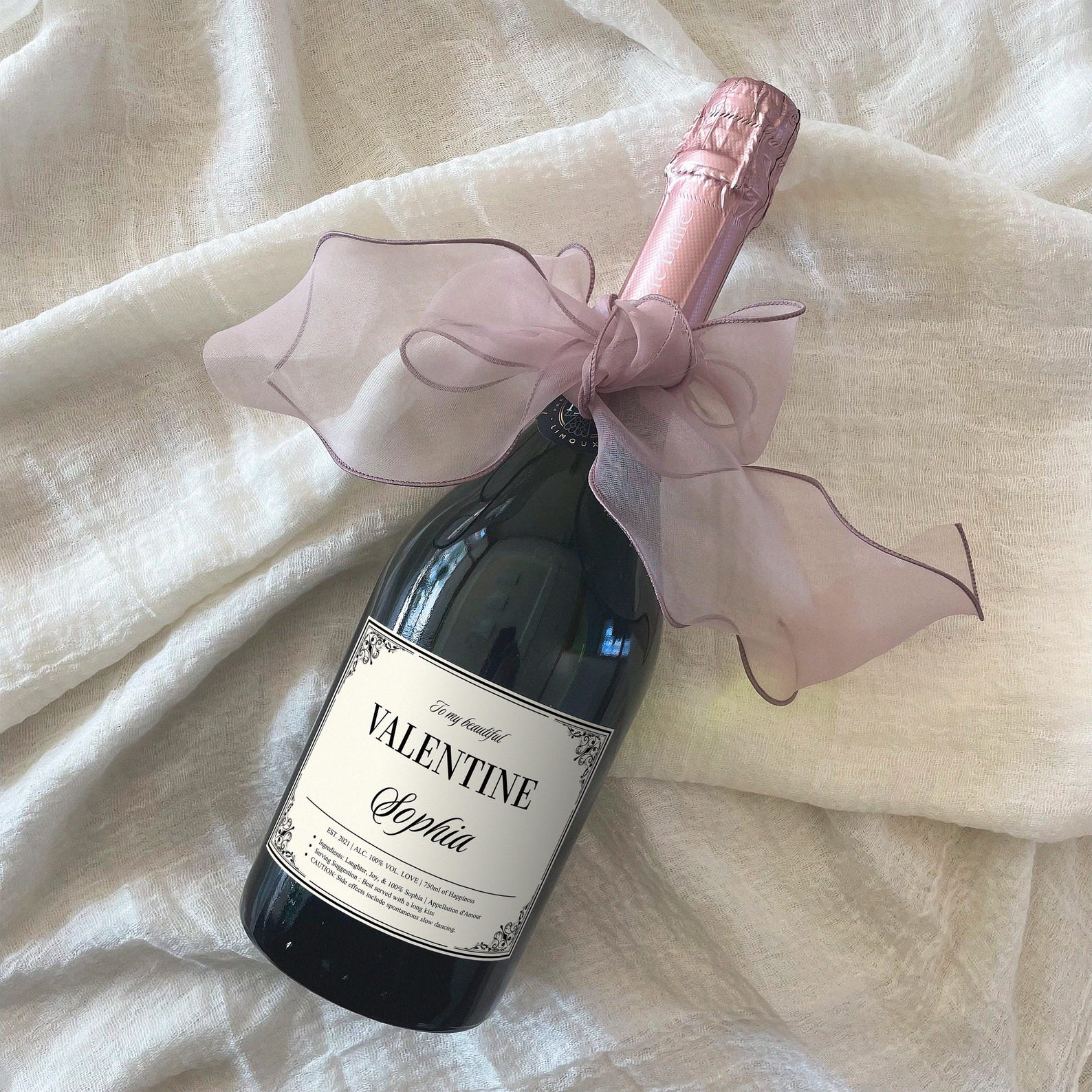 Vintage Valentine Champagne Label Template | Witty Custom Wine Decal ...