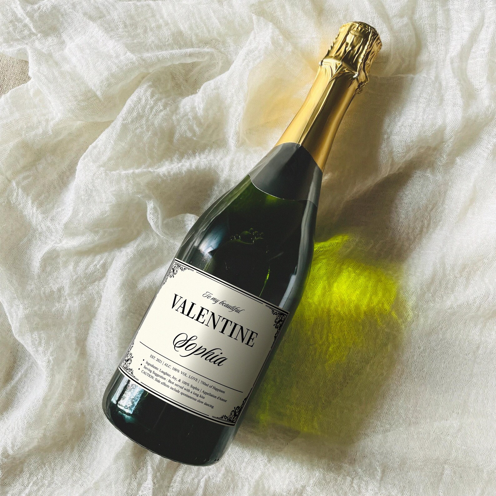 Vintage Valentine Champagne Label Template | Witty Custom Wine Decal ...