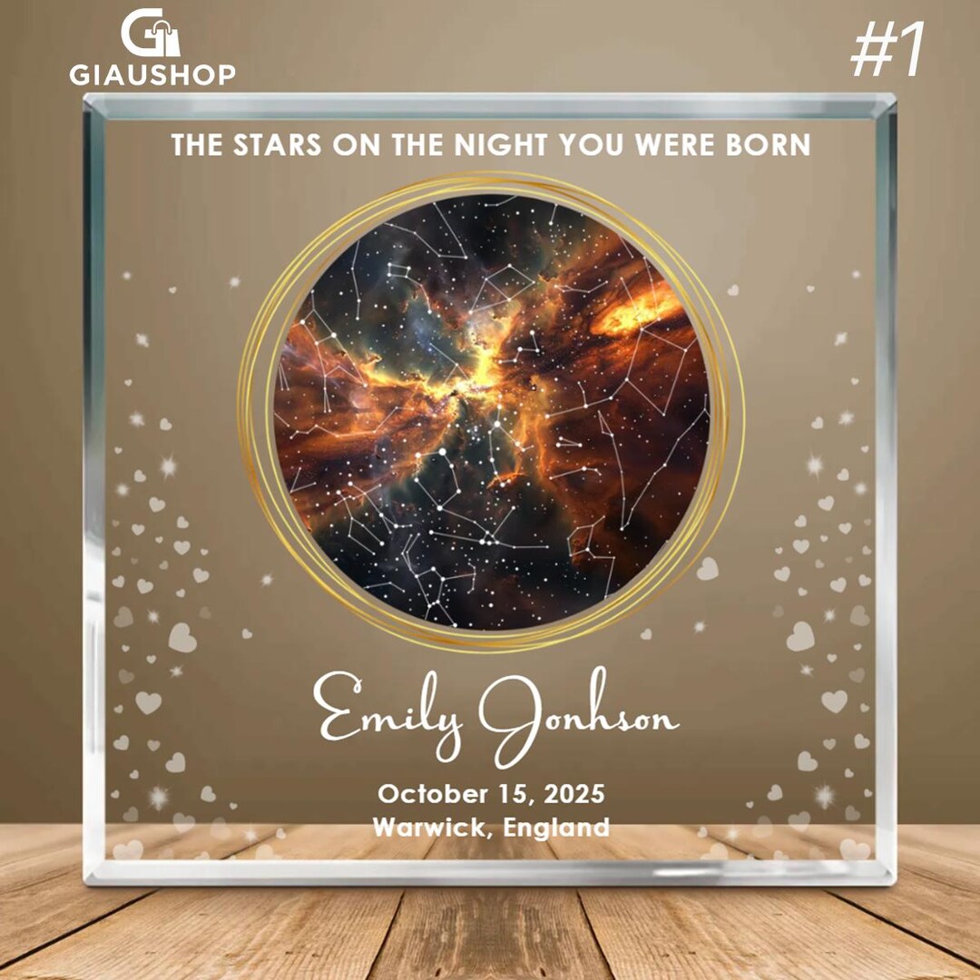 Birthday Star Map Acrylic Block, Custom Star Map Acrylic Plaque ...