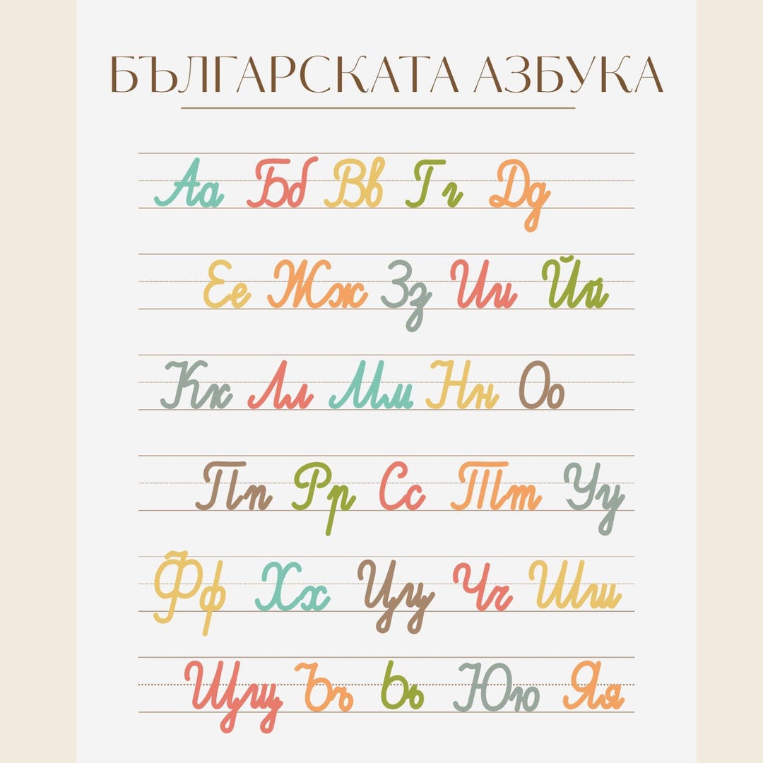 Bulgarian Language Alphabet Learning Poster Printable Cyrillic ABC ...