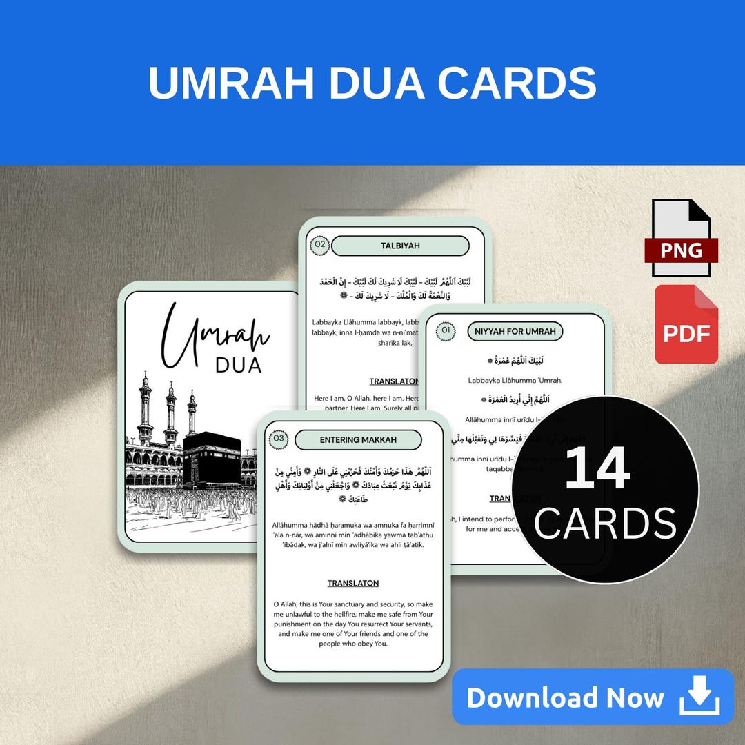 Umrah Dua Cards | Step-by-step Guidance (printable PDF & PNG) - Etsy