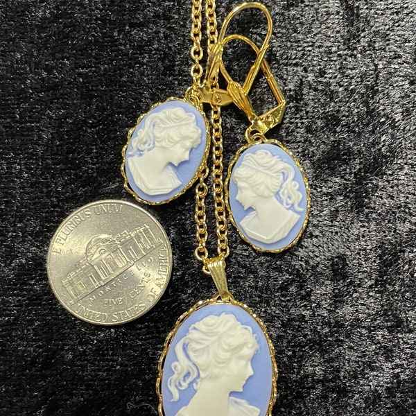 Blue Cameo Necklace - Etsy