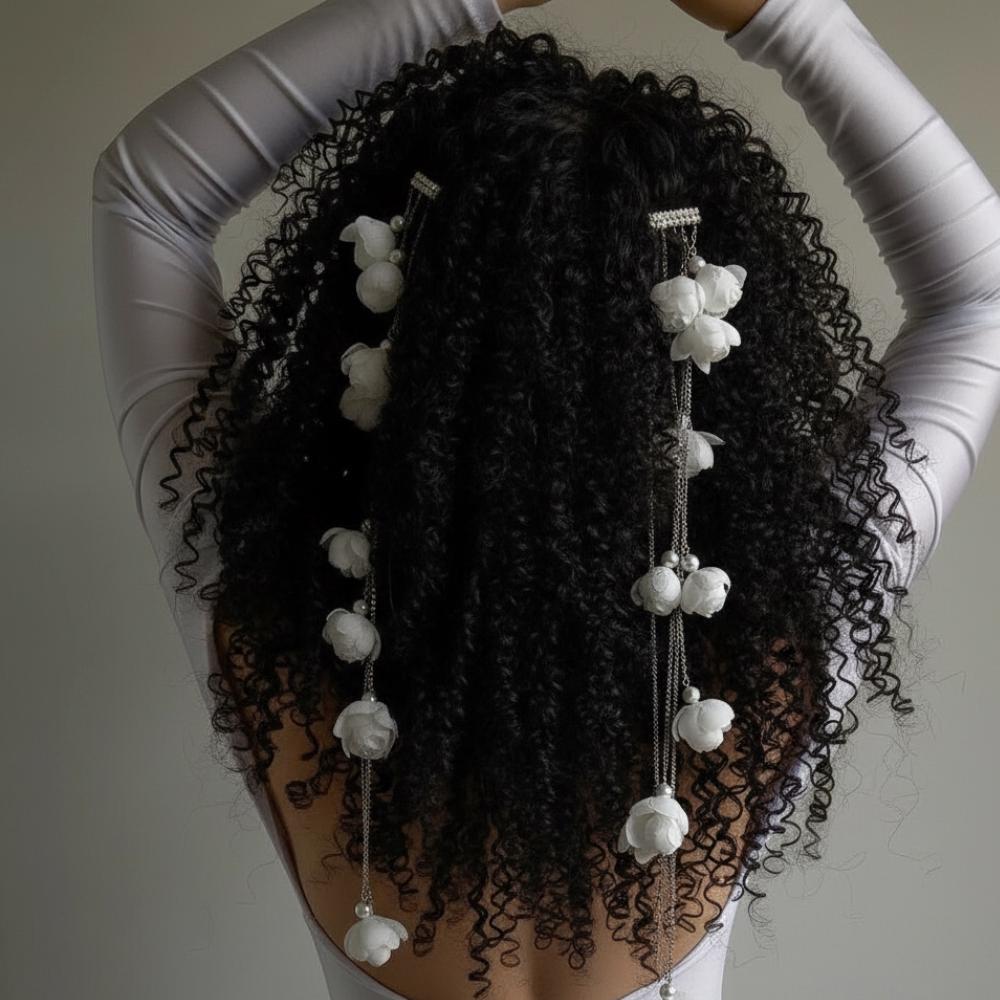 Floral Tassel Side Hair Clips for Women, Fairy Style Lace Hair ...