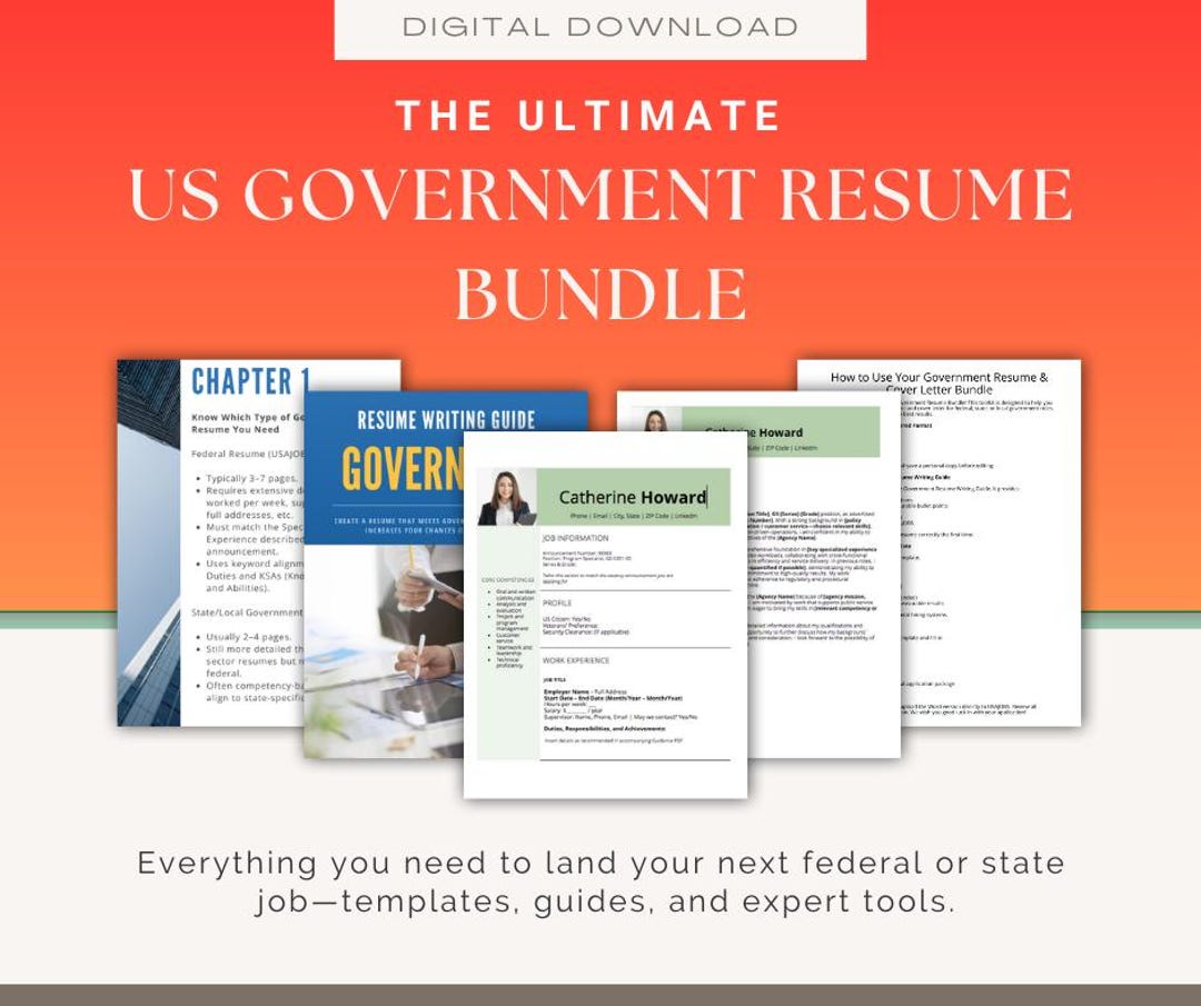 Government Resume Template Bundle | USAJOBS CV Kit + Cover Letter ...