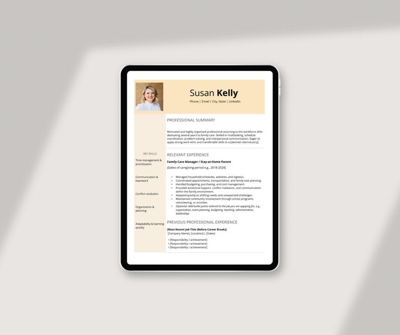 Ats-friendly Resume Template - Career Restart CV (word / PDF) - Etsy
