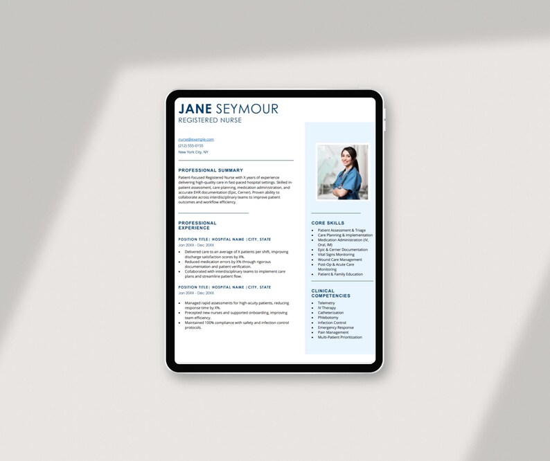 Nurse Resume Template (ats-friendly CV) | Editable Word | Healthcare ...