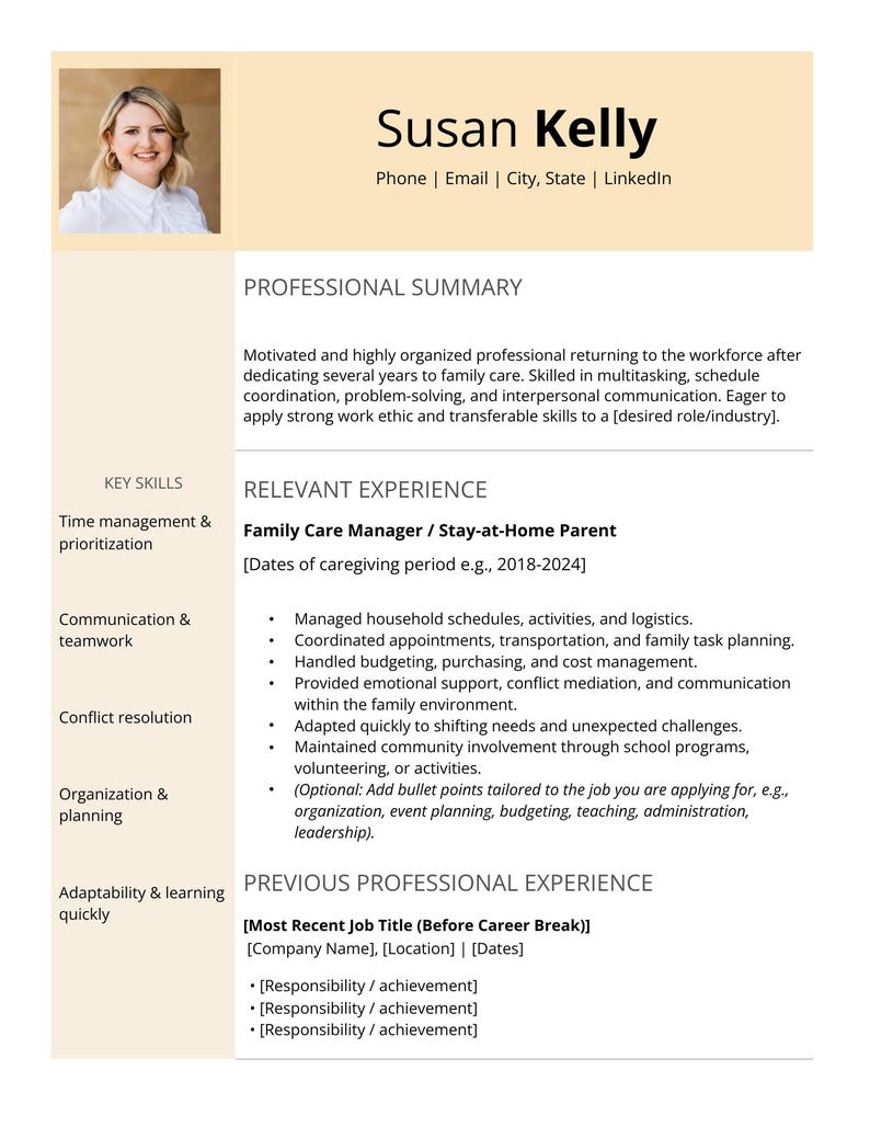 Ats-friendly Resume Template - Career Restart CV (word / PDF) - Etsy