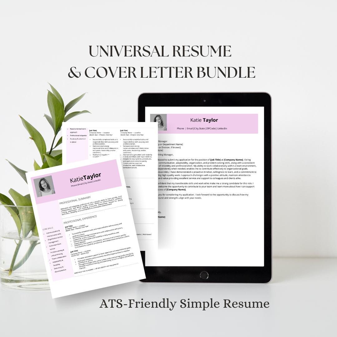 Pink Resume Template & Cover Letter | ATS Approved (microsoft Word ...