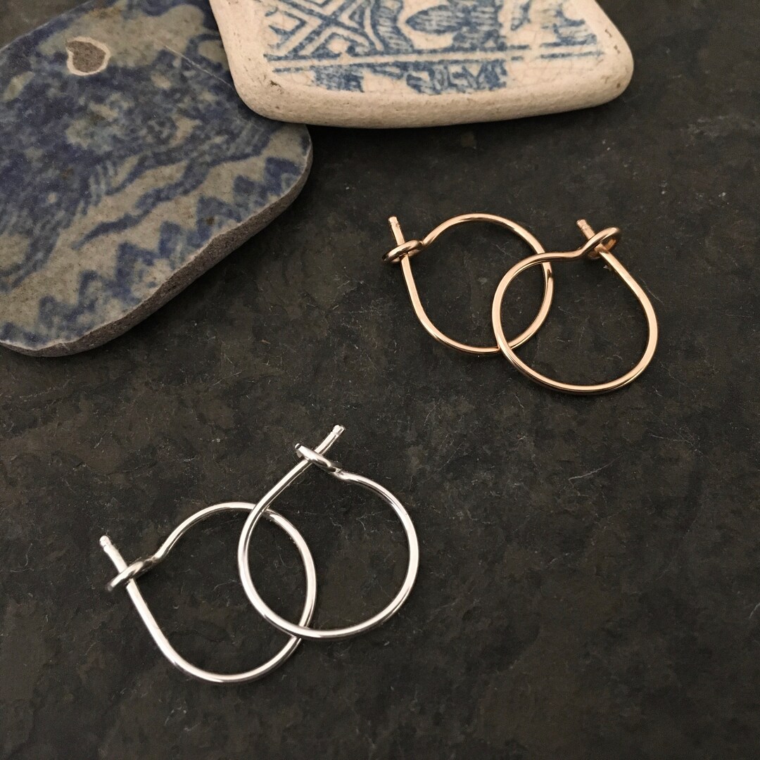 Sleeper Hoops ~ Handmade ~ Sterling Silver ~ 14k Gold Fill ~ Secure ...