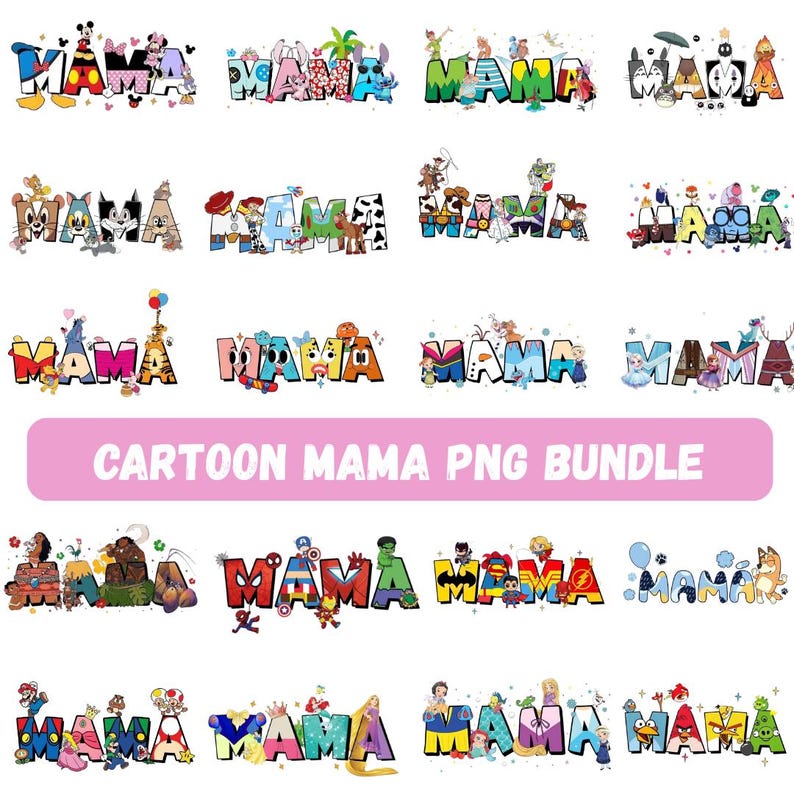 Cartoon Mama Movie PNG Bundle, Mother's Day Clipart (digital File) - Etsy