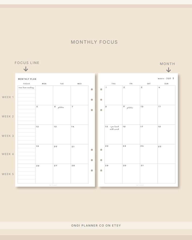 Monthly Plan – Minimal Focus Planner Printable - Etsy