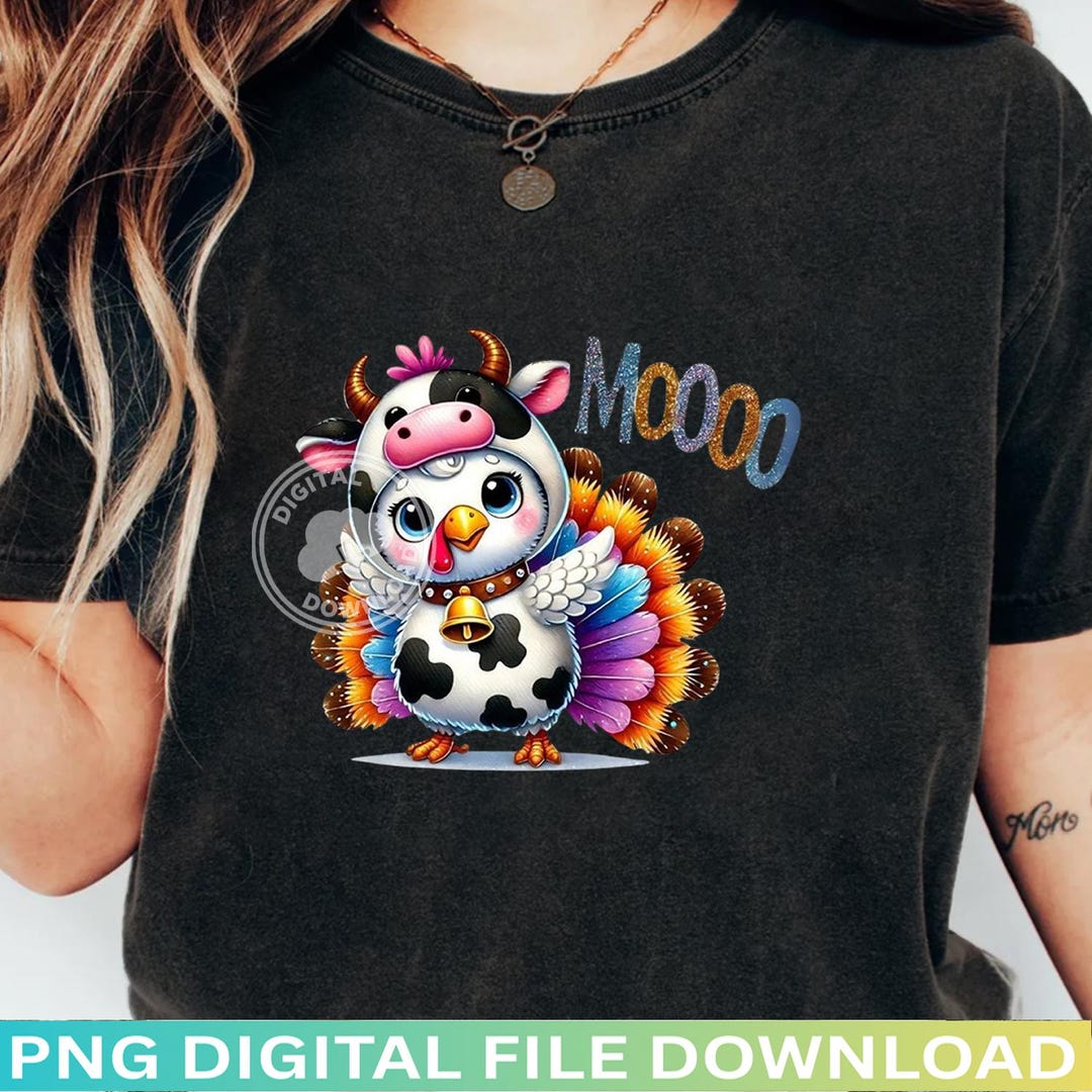 Vintage Cow Turkey PNG, Funny Thanksgiving Dinner Sublimation, Cute ...