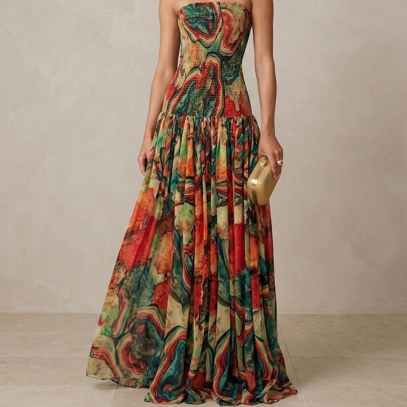 Orange Strapless Gown - Etsy