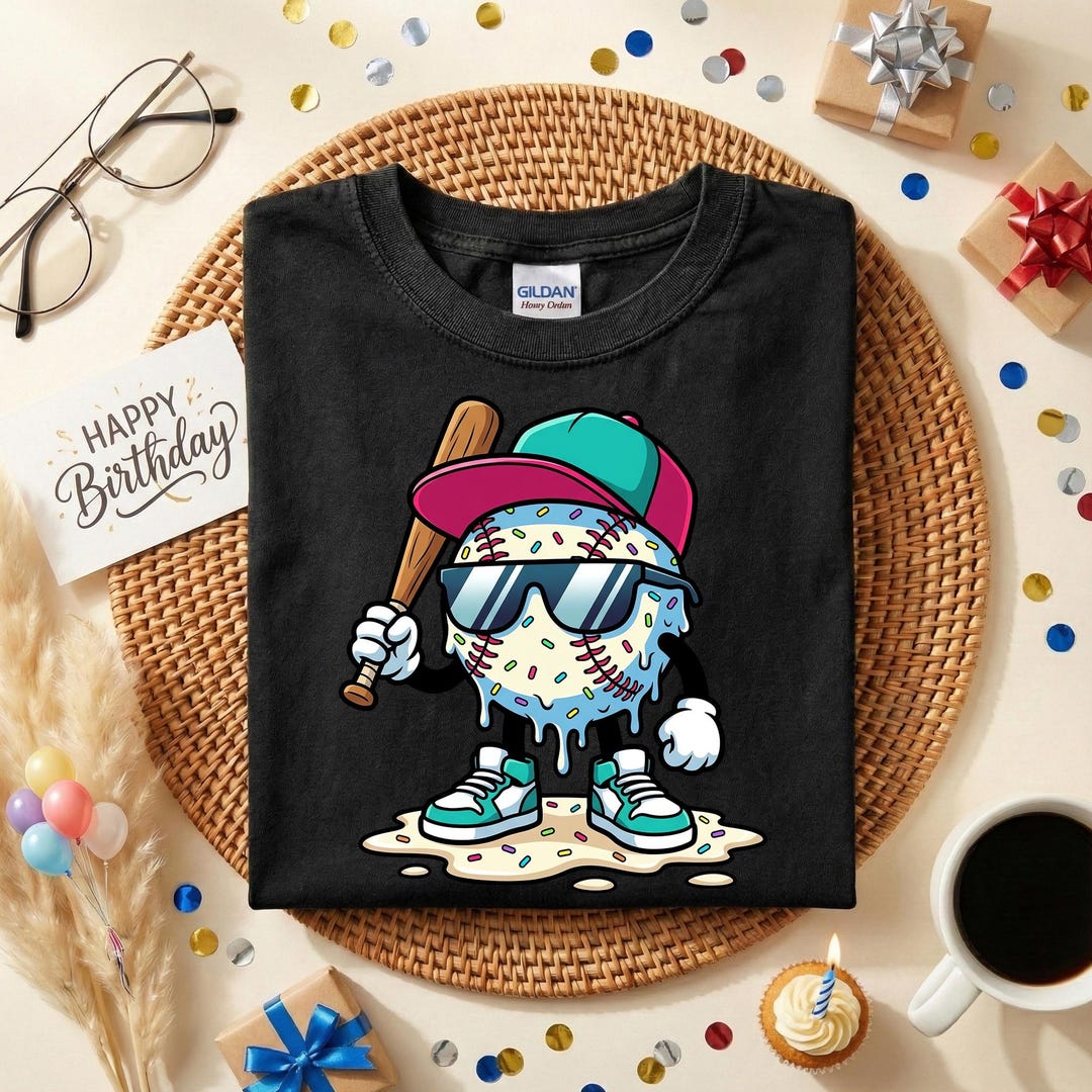 Cool Baseball Ice Cream Shirt, Funny Baseball Player Tee, Baseball ...