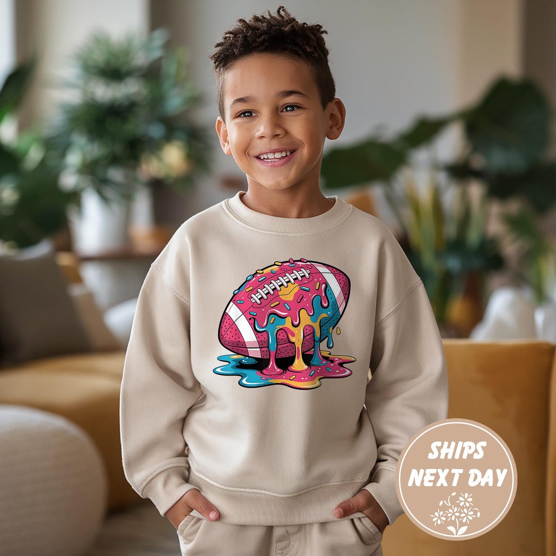 Melting Football Sweatshirt, Kids Game Day Sweater, Fun Sports Birthday ...