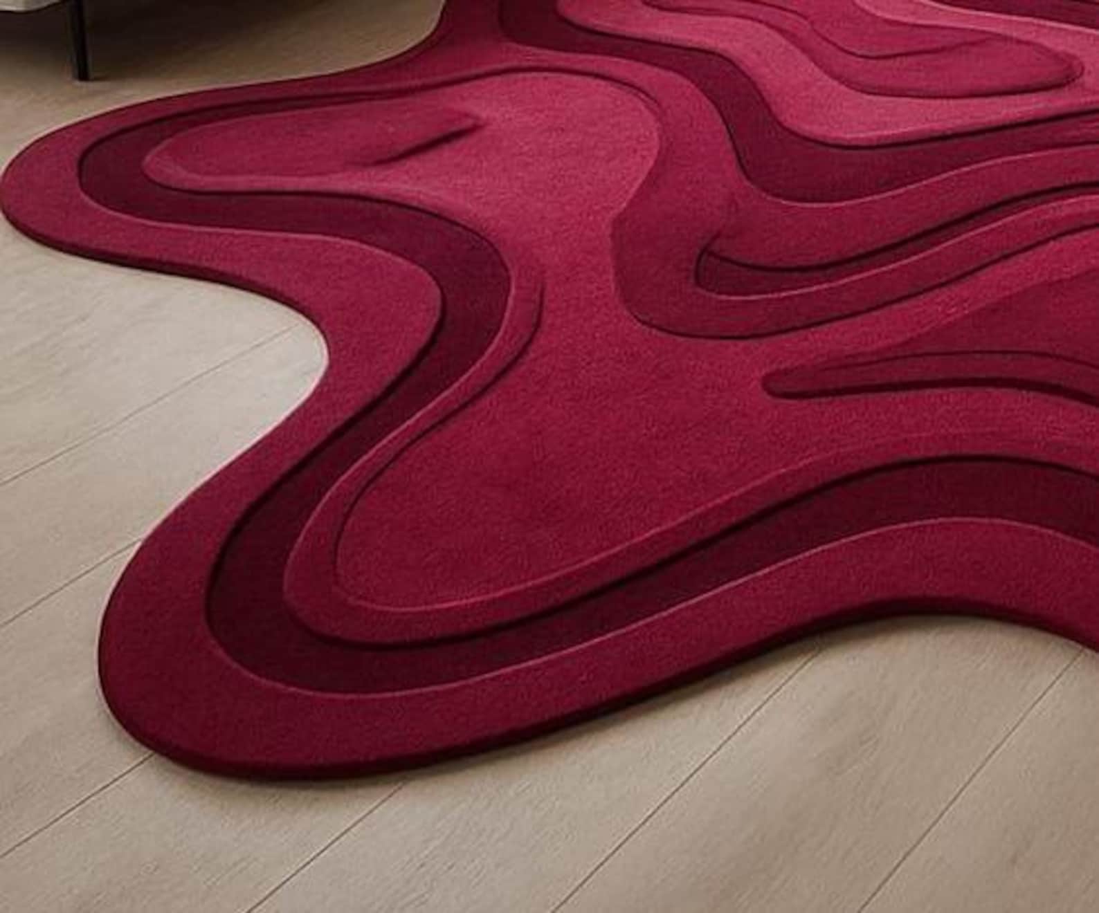 10 Feet Round Shape Handwoven Tufted Rug | Pink Modern Cozy Living Room ...