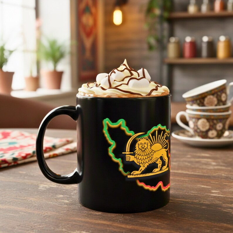 Taza con el león y el sol, mapa de Irán, orgullo persa - Etsy España