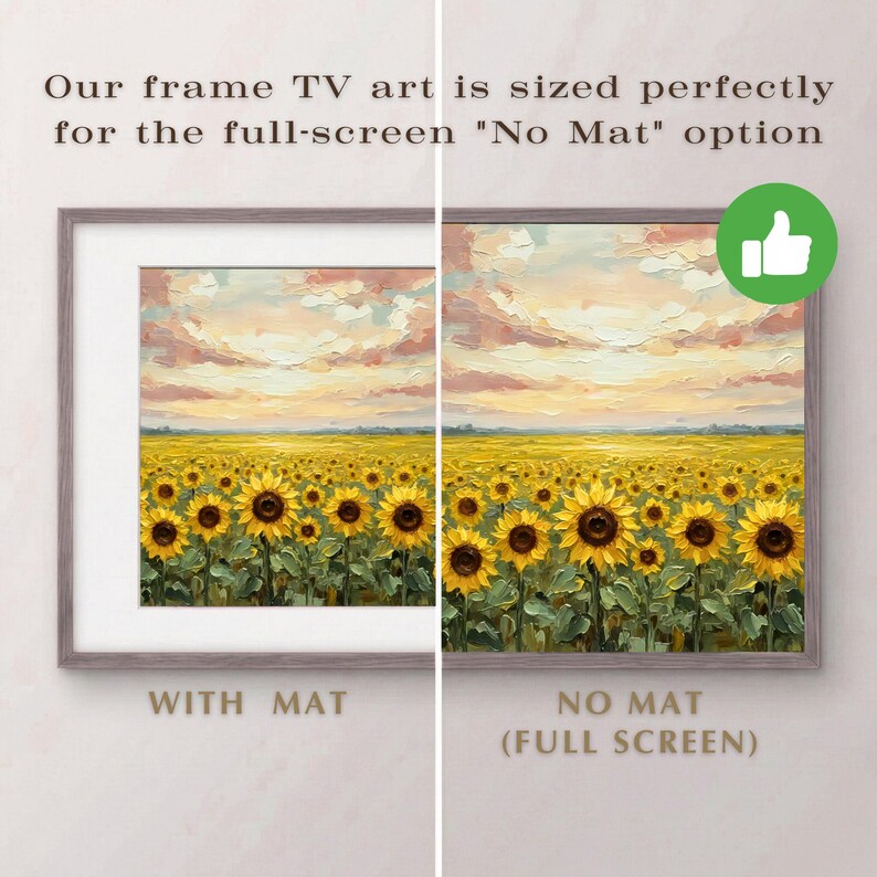 Spring Sunflower Field Samsung Frame TV Art, Yellow Floral Landscape ...