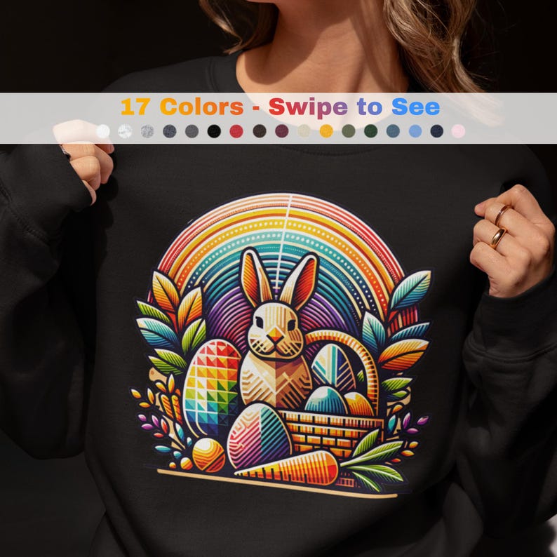 Rainbow Stained Glass Bunny Sweatshirt, Easter Rabbit Unisex Crewneck ...