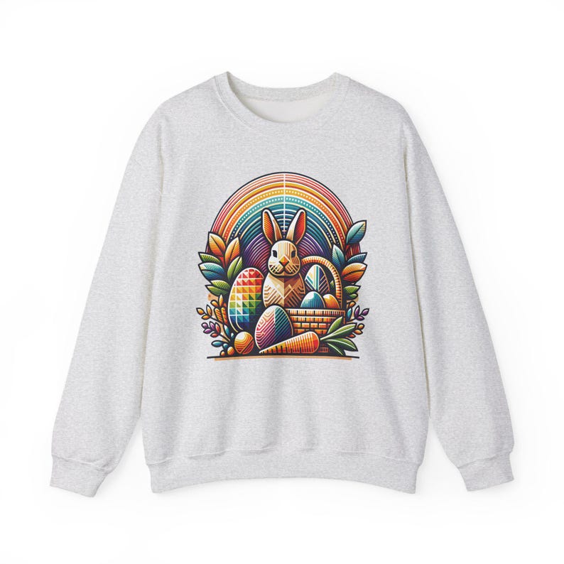 Rainbow Stained Glass Bunny Sweatshirt, Easter Rabbit Unisex Crewneck ...