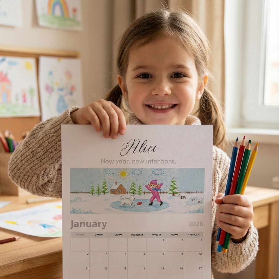 Personalized Child Art 2026 Calendar | Custom DIY Keepsake (digital ...