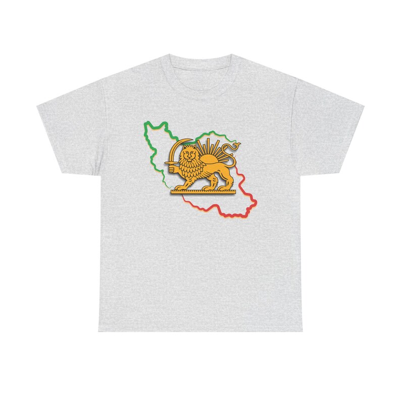 Camiseta de algodón con el león y el sol de Irán: Mapa del orgullo ...