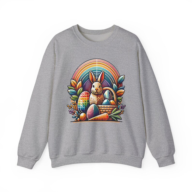 Rainbow Stained Glass Bunny Sweatshirt, Easter Rabbit Unisex Crewneck ...
