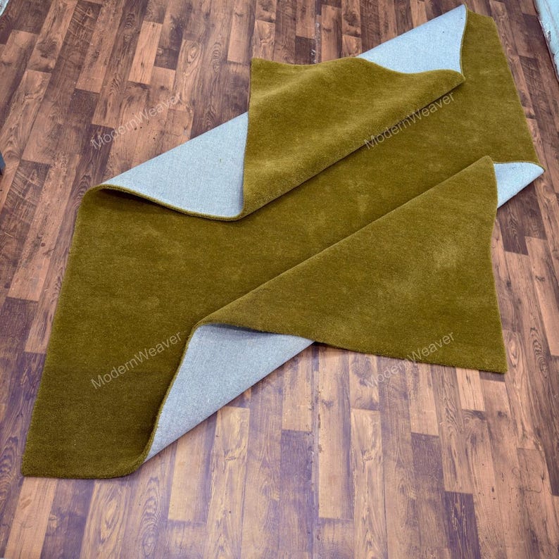 Hand Tufted Wool Rug | Solid Dirty Gold Color Area Rug for Bedroom ...