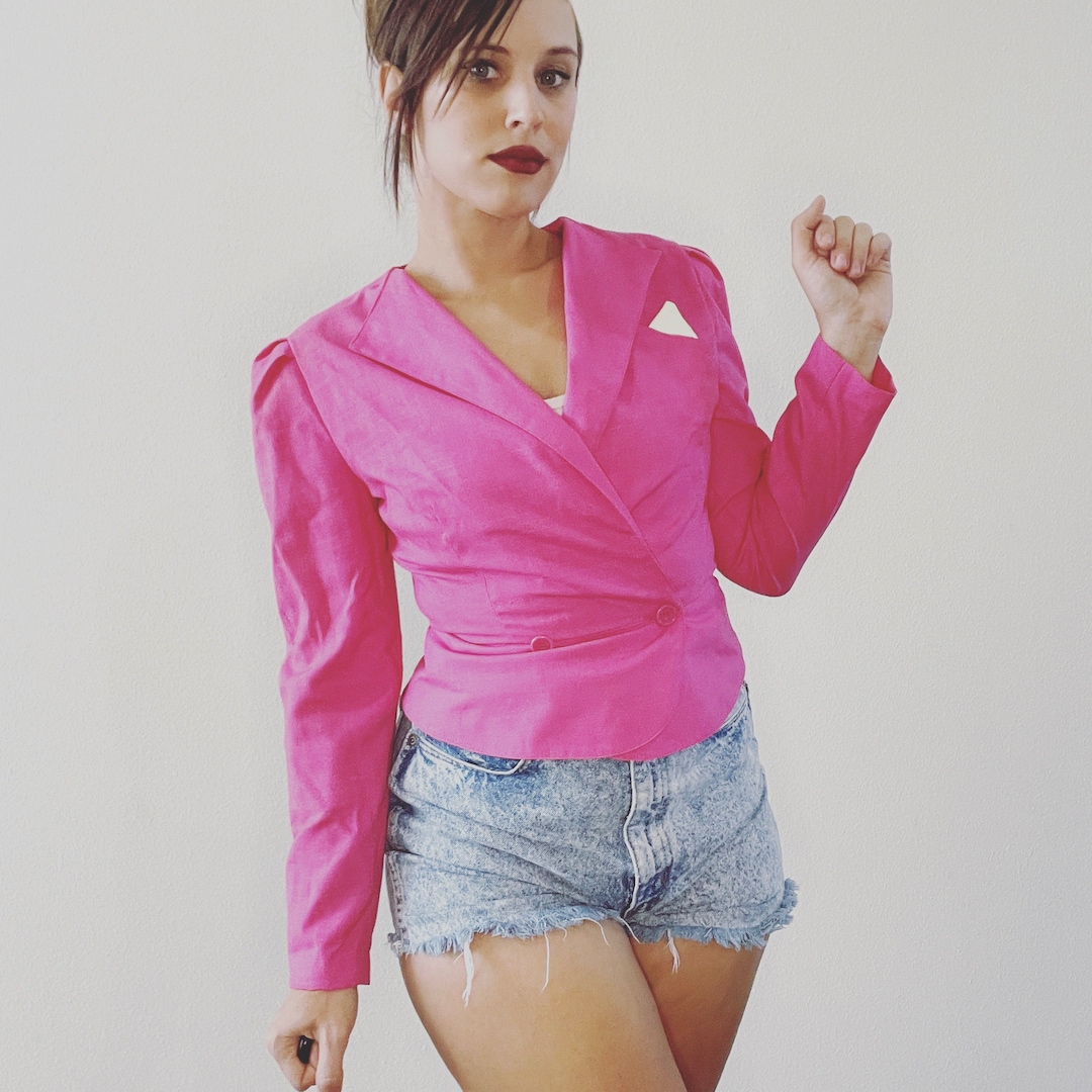 Vintage 80s Cropped Jacket Pink New Wave Blazer - Etsy