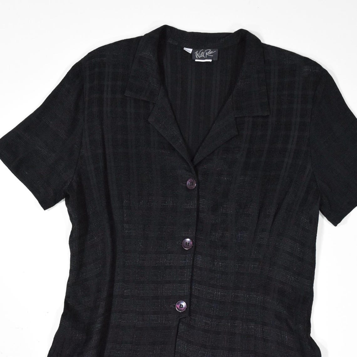 90s Goth Grunge Rayon Duster Blouse - Vintage Black Maxi Dress - Etsy