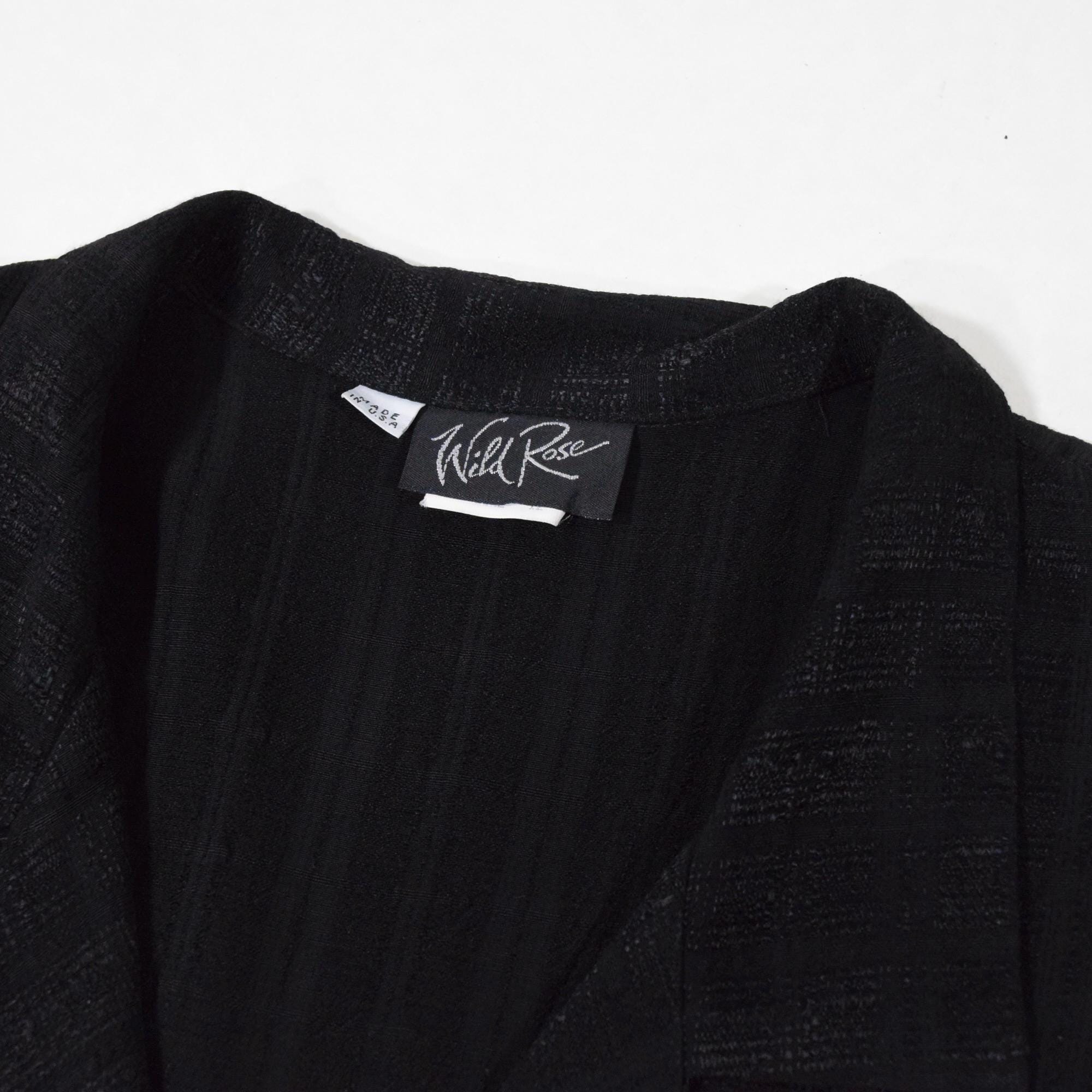 90s Goth Grunge Rayon Duster Blouse - Vintage Black Maxi Dress - Etsy