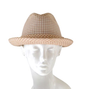 Vintage Ivory, Red and Orange Plaid Fedora by Dobbs Fifth Avenue ...