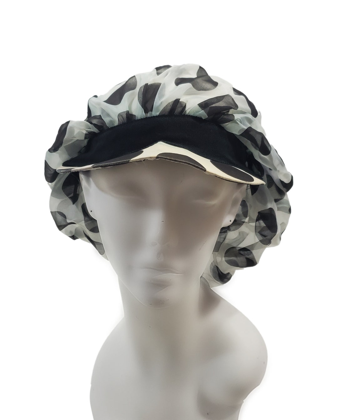1960s Black and White Polka Dot Brimmed Coiffure Bonnet,bouffant Hair ...
