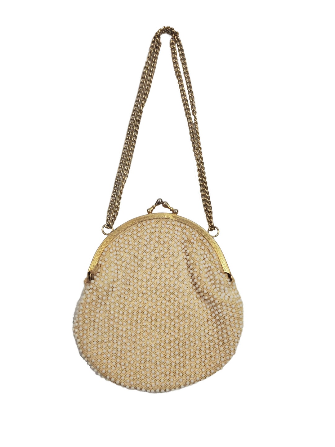 Vintage Cream With White Beaded Evening Bag by Artel - Etsy