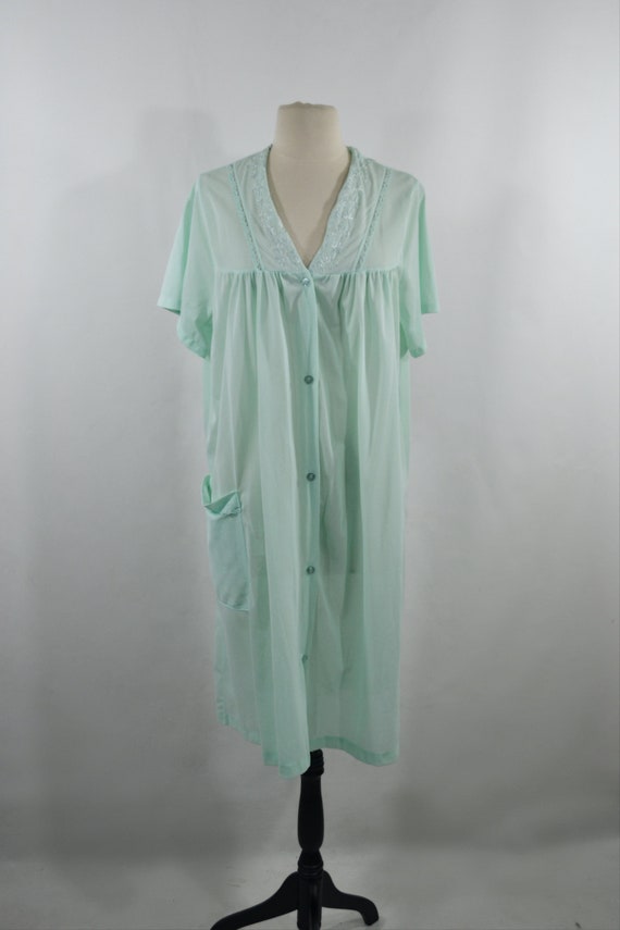 1960s/1970s Mint Blue/Green Peignoir Sheer Robe - Gem