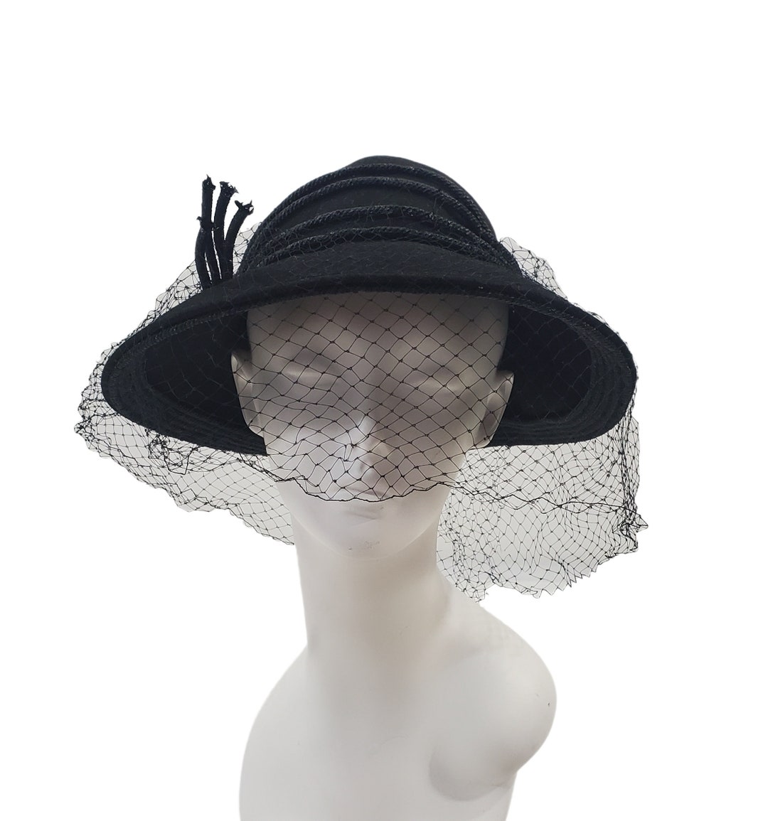 1980s Black Felted Wool Brimmed Hat by Taylor's, Wool Sun Hat - Etsy