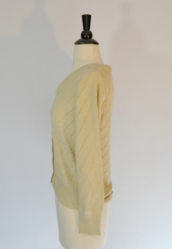 1960s Basic Cream Cardigan Sweater by Sears Jr Bazaar… - Gem