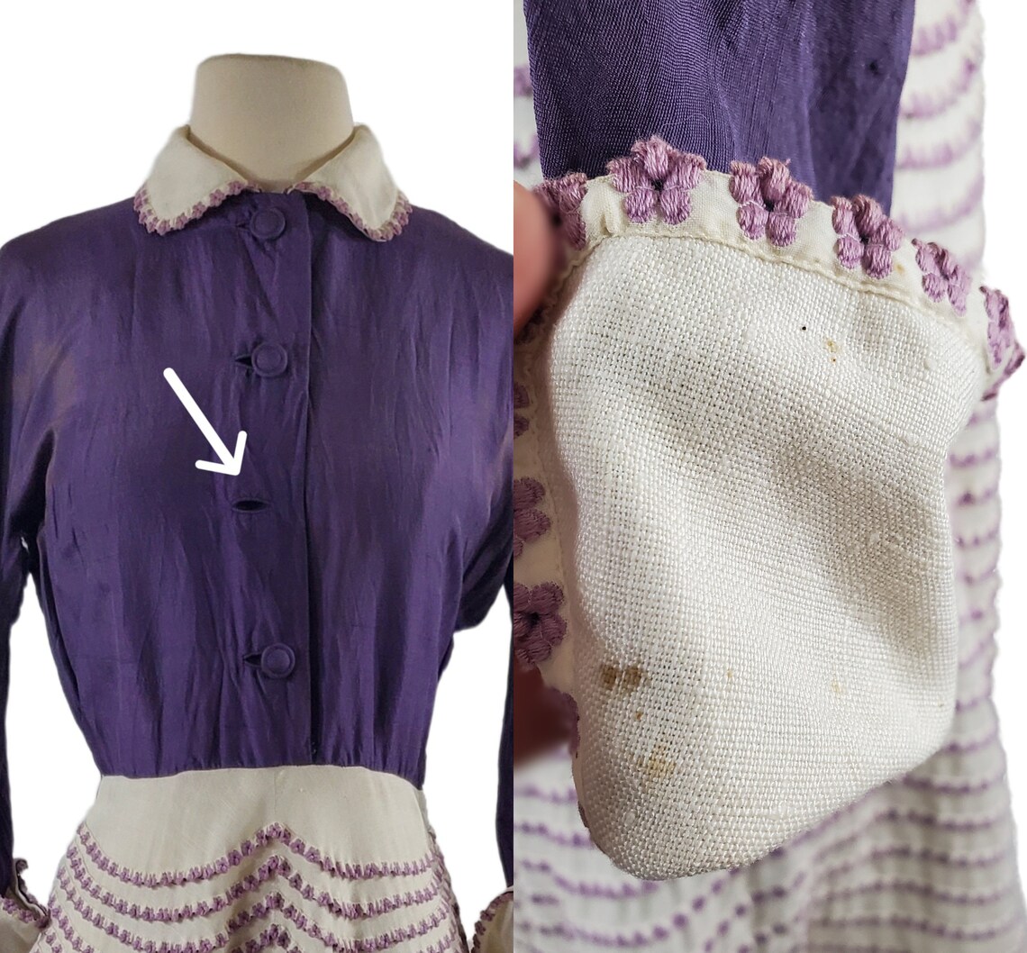 1950s Purple and off White Flower Stripe Dress, Estate Fresh - Etsy